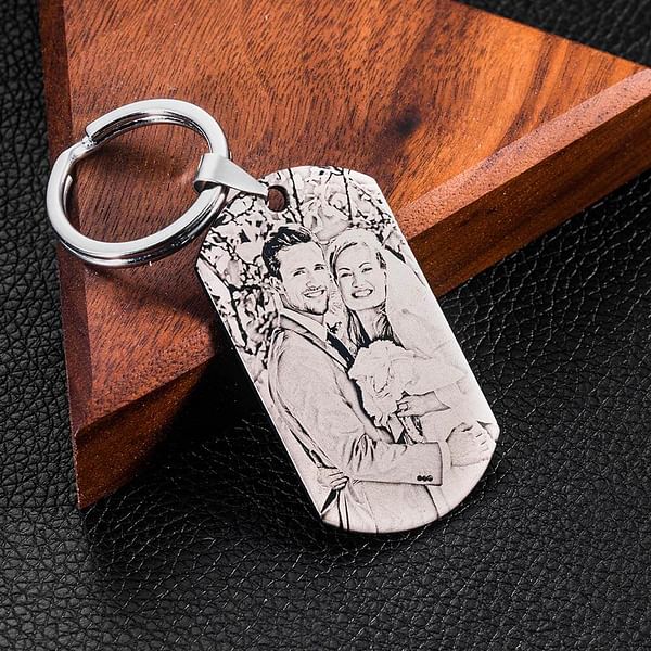 Personalized Photo KeyChain for Dad Titanium Steel - CALLIE