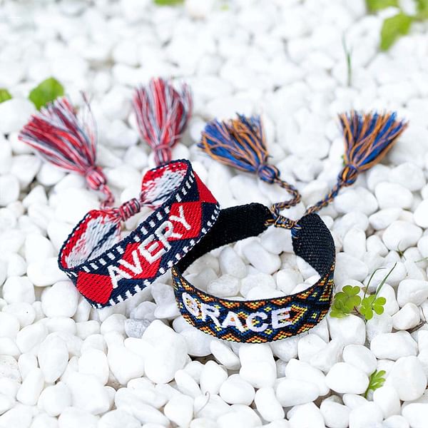 Personalized Embroidered Woven Friendship Bracelet - CALLIE