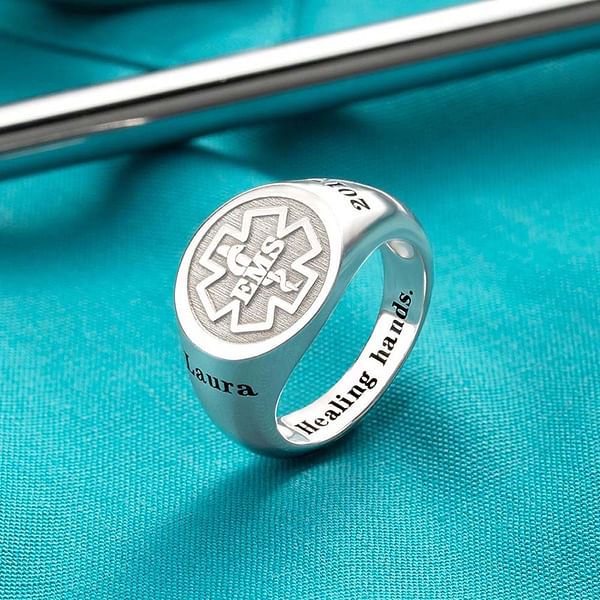 Personalized RN/RT/PT/MD Medical Caduceus Signet Nurse Graduation Ring ...