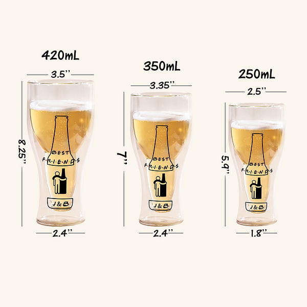 Personalized Double-layer Inverted Bottle Beer Glass - CALLIE