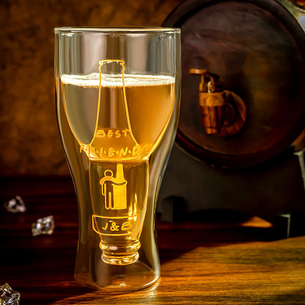 Personalized Double-layer Inverted Bottle Beer Glass - CALLIE