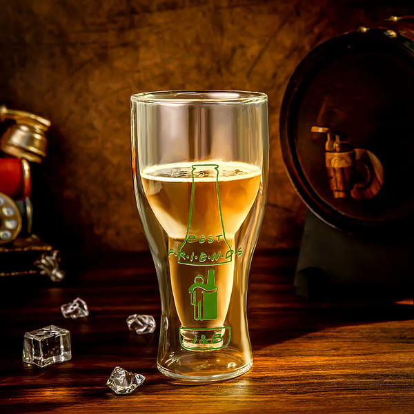 Personalized Double-layer Inverted Bottle Beer Glass - CALLIE