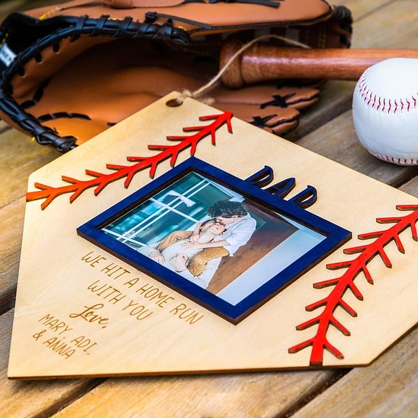 Custom Rustic Baseball Photo Wood Frame Gifts for Dad - CALLIE