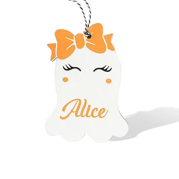 Customised Halloween Boo Ghost Name Candy Bag Tags - CALLIE