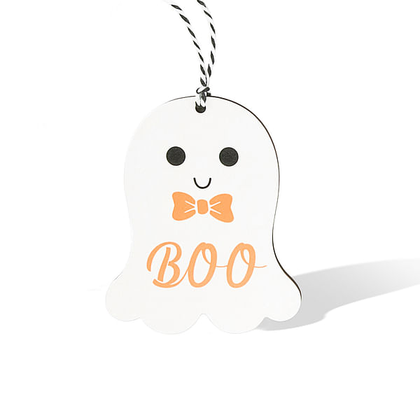 Customised Halloween Boo Ghost Name Candy Bag Tags - CALLIE