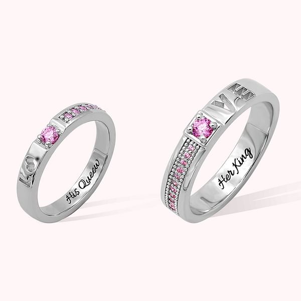 Personalized Name & Birthstone Couple Rings - CALLIE
