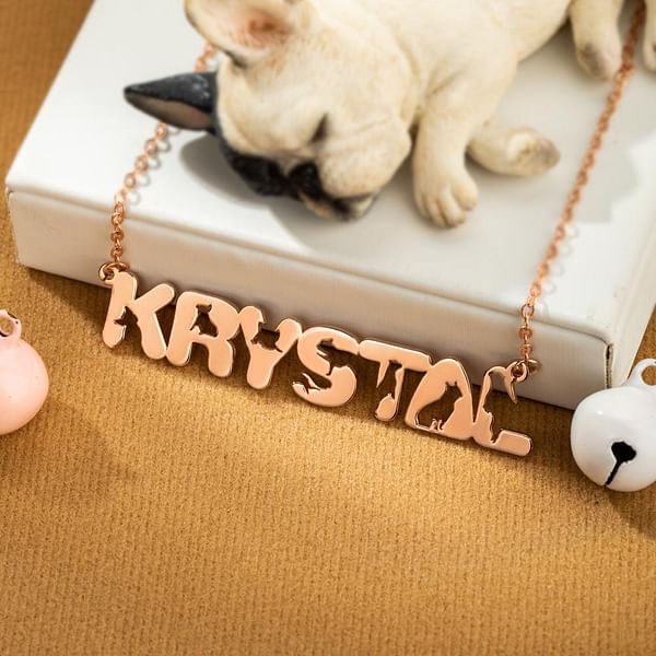 Personalized Cute Name Necklace with French Bulldog - CALLIE