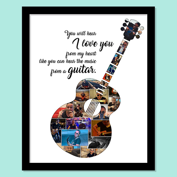 Personalized Photo Collage Guitar Frame Gifts for Guitar Players - CALLIE