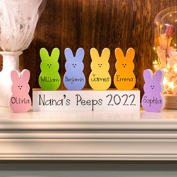 Easter Bunnies Peeps Decoration Set Custom Names & Base | Callie - CALLIE