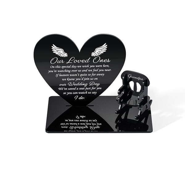 Custom Table Top Plaque centerpiece with Empty Chairs - CALLIE
