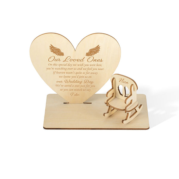 Custom Table Top Plaque centerpiece with Empty Chairs - CALLIE