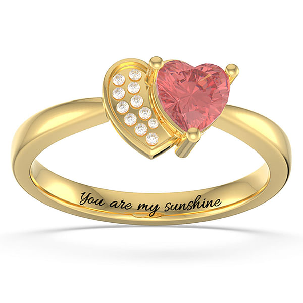 Double Heart Promise Ring For Her with Engraving and Birthstone in ...