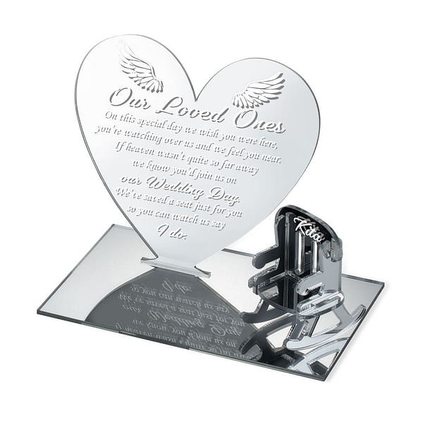 Custom Table Top Plaque centerpiece with Empty Chairs - CALLIE