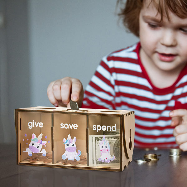 Personalised Child’s Bank Give Save Spend Bank Wood Piggy Bank Nursery ...