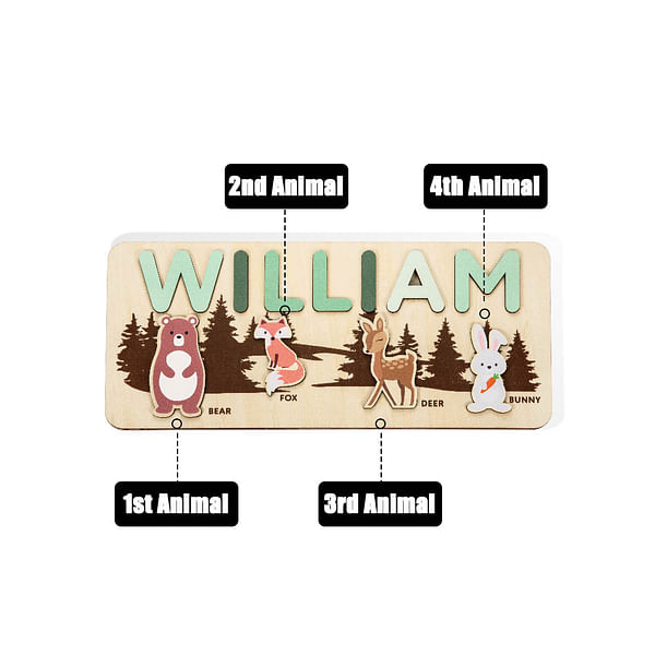 Custom Name Puzzle with Animals for Toddler Woodland Nursery Gift for ...