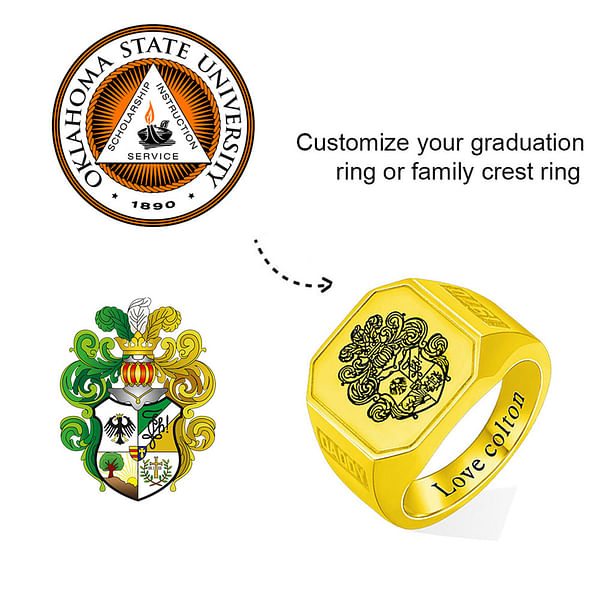 Personalized Engraved Square Signet Ring for Graduates Men - CALLIE