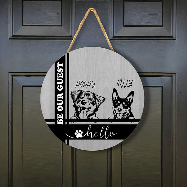 Personalised Cute Dog Welcome Wooden Home Decor Sign - CALLIE