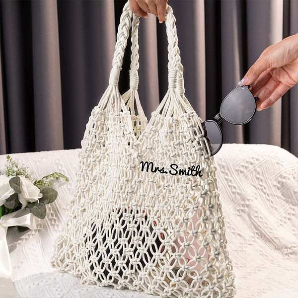 Personalized Women Crochet Beach Tote Bag - CALLIE
