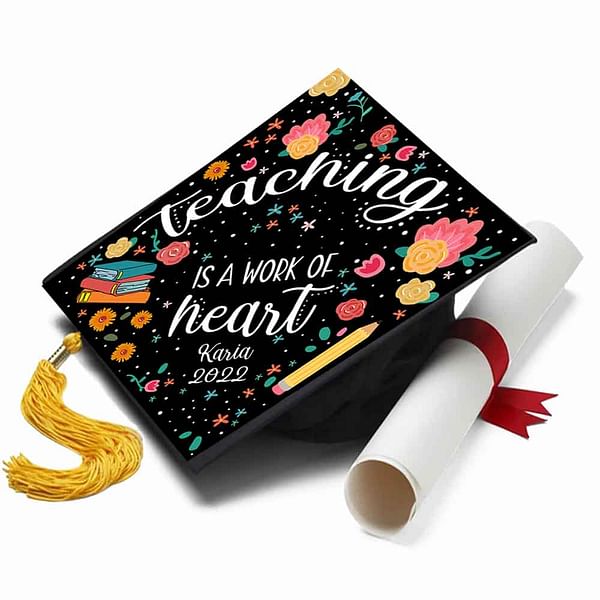 Personalized Teaching is a Work of Heart Grad Cap Topper Decoration ...