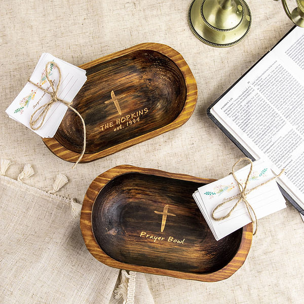 Personalized Pine Prayer Bowl Dough Bowl Cross Religious Gifts Comes ...
