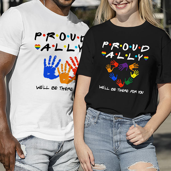 Personalized Cotton LGBT Proud Ally Women Rainbow Palms T-Shirt - CALLIE