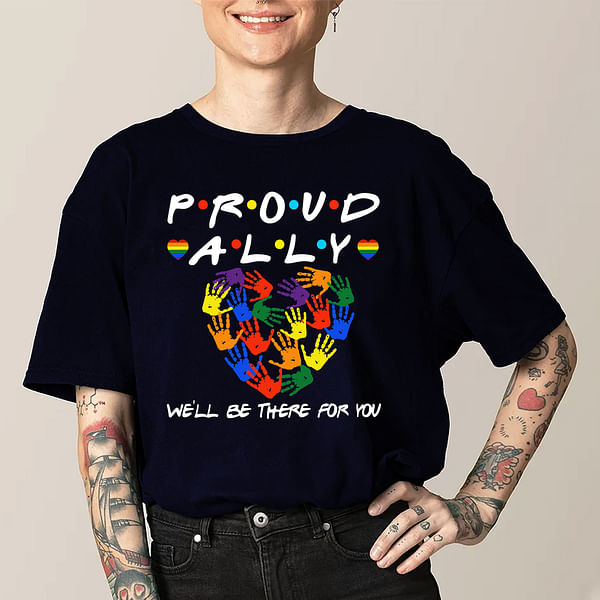 Personalized Cotton LGBT Proud Ally Women Rainbow Palms T-Shirt - CALLIE