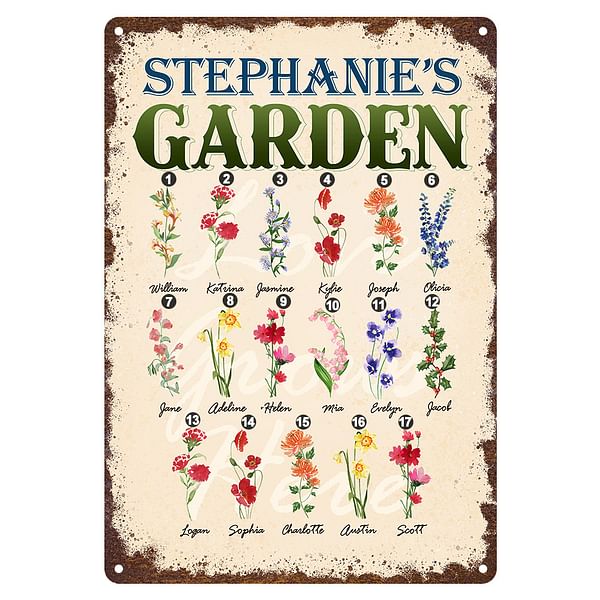 Personalized Birth Flower Metal Garden Sign with Name - CALLIE