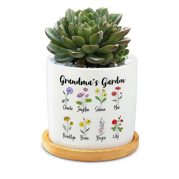 Personalized Ceramics Birth Flower Plant Pot Planter with Names Gift ...