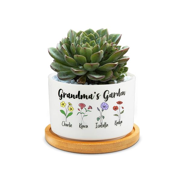 Personalized Ceramics Birth Flower Plant Pot Planter with Names Gift ...
