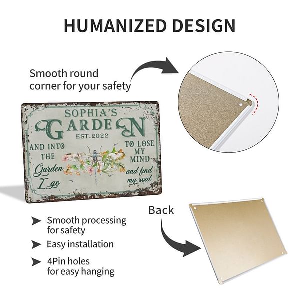 Personalized Retro Floral and Insect and Animal Iron Garden Sign - CALLIE