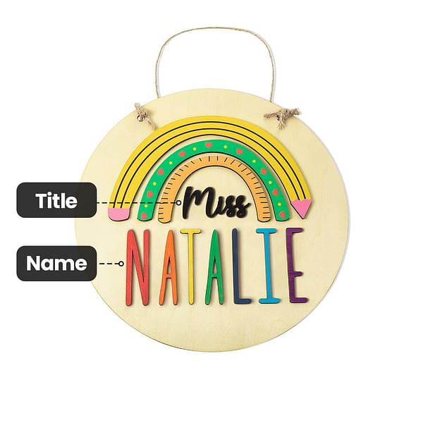 Personalized Round Teacher Name Sign Gift for Teachers Back to School ...