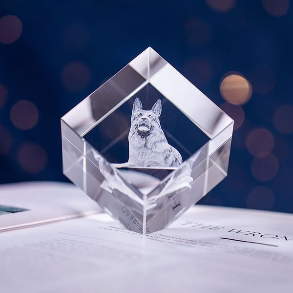 Personalized 3D Photo Engraved Cube Crystal Gift for Loved One - CALLIE