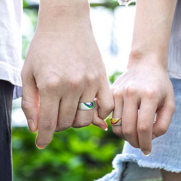 Personalized LGBT Pride Couple Ring - CALLIE