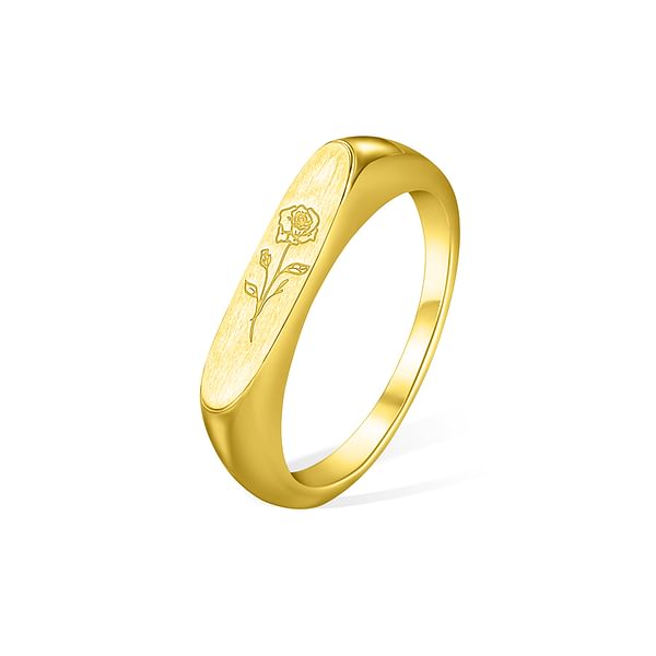 Personalized Birth Month Flower Signet Stackable Ring Gift for Her - CALLIE