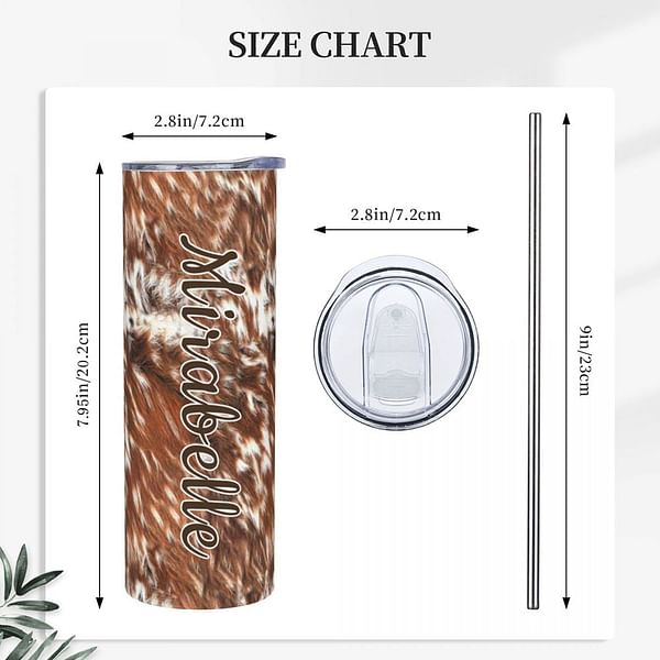 Personalized Cowhide Tumbler with Straw Tumbler for Birthday Gift - CALLIE