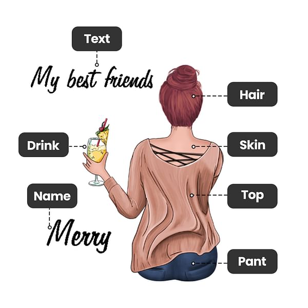 Personalized Best Friend Slippers Hair Clothing Drink Style 2 Pairs for ...