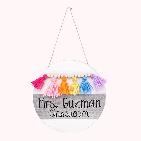 Personalized Tassel Rainbow Door Sign Gift for Teacher - CALLIE