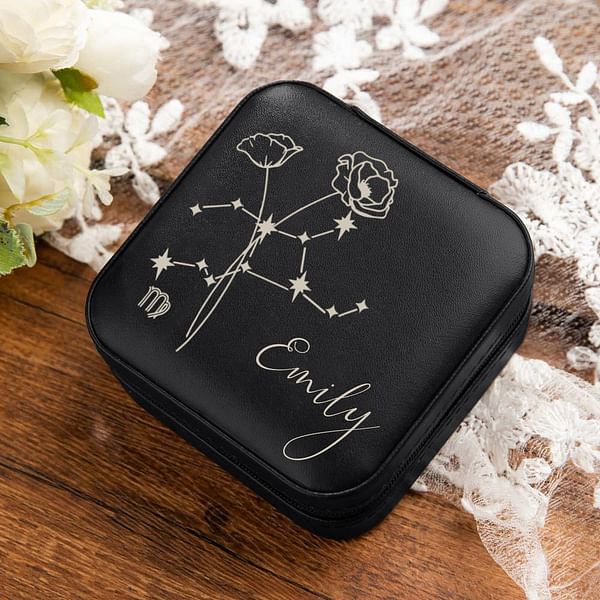 Personalized Birth Flower and Constellation Leather Jewelry Box Gifts ...