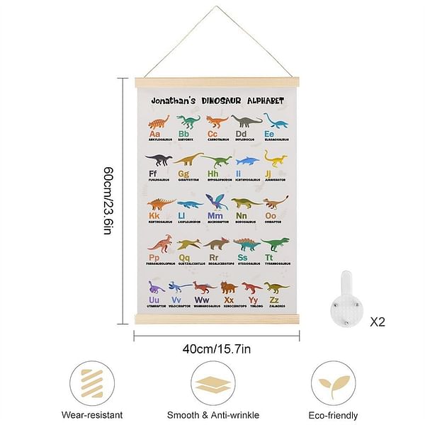 Personalized Canvas Dinosaur Alphabet Wall Art Educational Poster ...