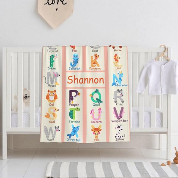 Personalized ABC Animals Alphabet Blanket with Name - CALLIE