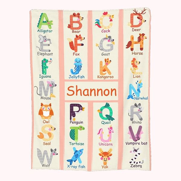Personalisierte ABC-Tiere Alphabet Decke mit Namen - CALLIE