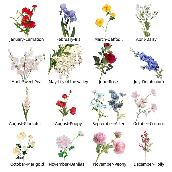 Personalized Family Member Birth Flower Artificial Bouquet/Bouquet of ...