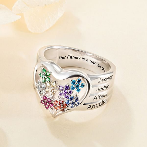 Personalized Grandma's Garden Birthstone Flower Family Ring with ...