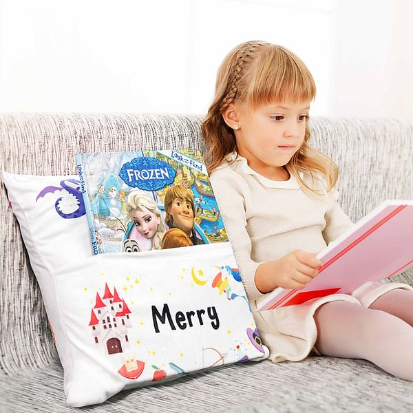 Personalized Reading Pocket Throw Pillow Cushion Cover with Kid Name ...