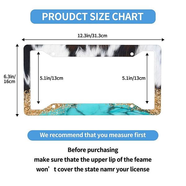 Personalized Aluminum Turquoise and Cow Hide Glitter Decorative License ...