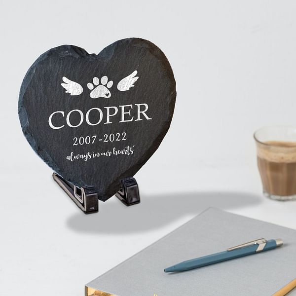 Personalized Pet Memorial Heart Slate Plaque for Pet Lovers - CALLIE