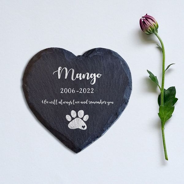 Personalized Pet Memorial Heart Slate Plaque for Pet Lovers - CALLIE