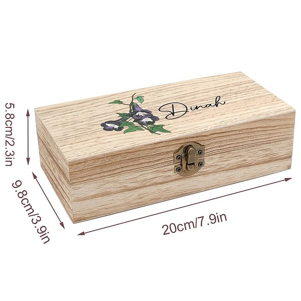 Personalized Small Birth Flower Wooden Keepsake Storage Gift Box Travel ...