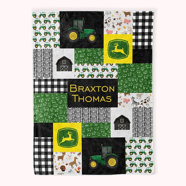 Personalized Quilt Farm Style Tractor Farming Baby Name Nursery Theme ...