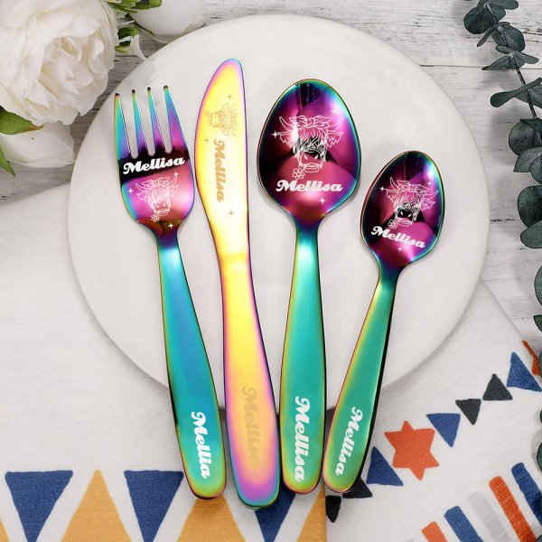 Personalized highland Cow Cutlery Sets Gift - CALLIE